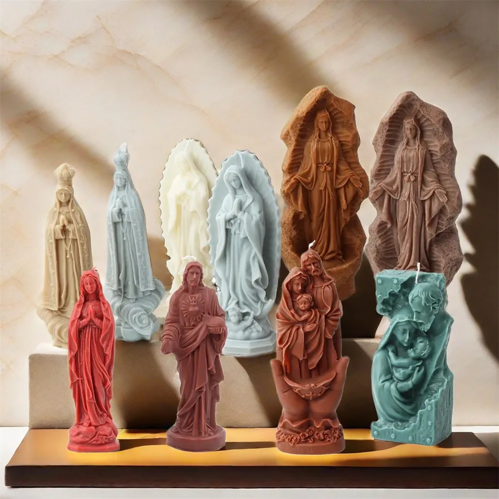 Jesus And Virgin Mary Silicone Candle Molds DIY Jesus Family Statue ...