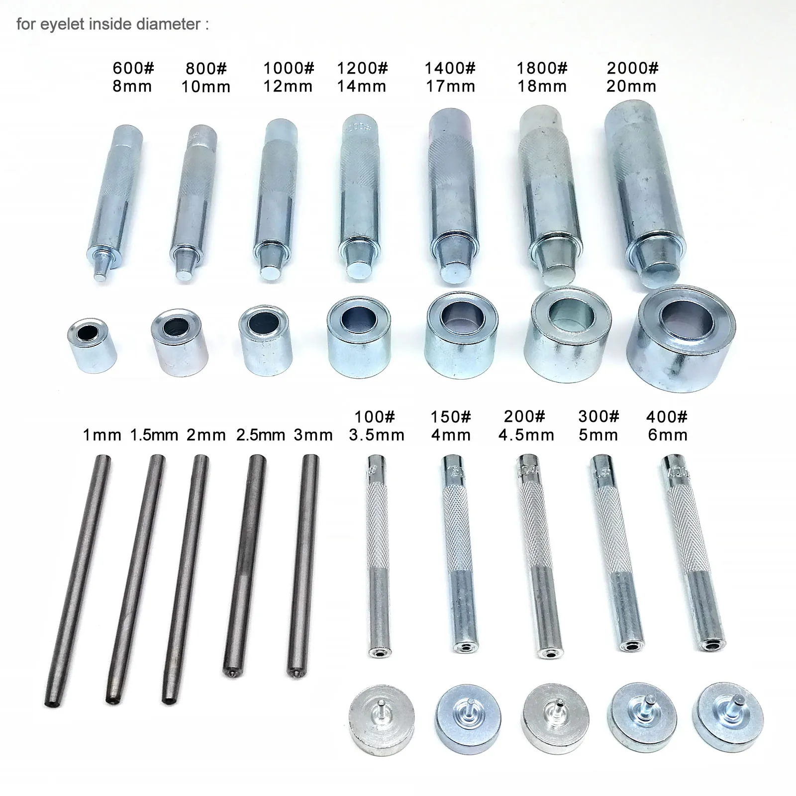 Metal Eyelet Punch Tool Set For 1mm To 20mm Inside Diameter Grommets ...