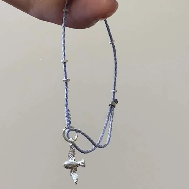 Swallow Pendant Bracelet for Children Adjustable Blue Hand-woven Rope ...