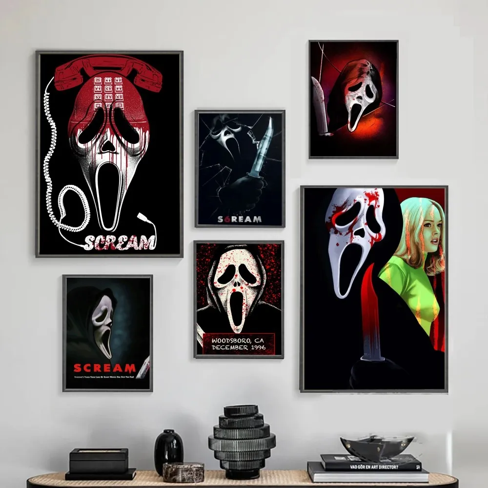 Horror Ghostface Poster Vintage Kraft Paper Wall Art For Bedroom, Study ...