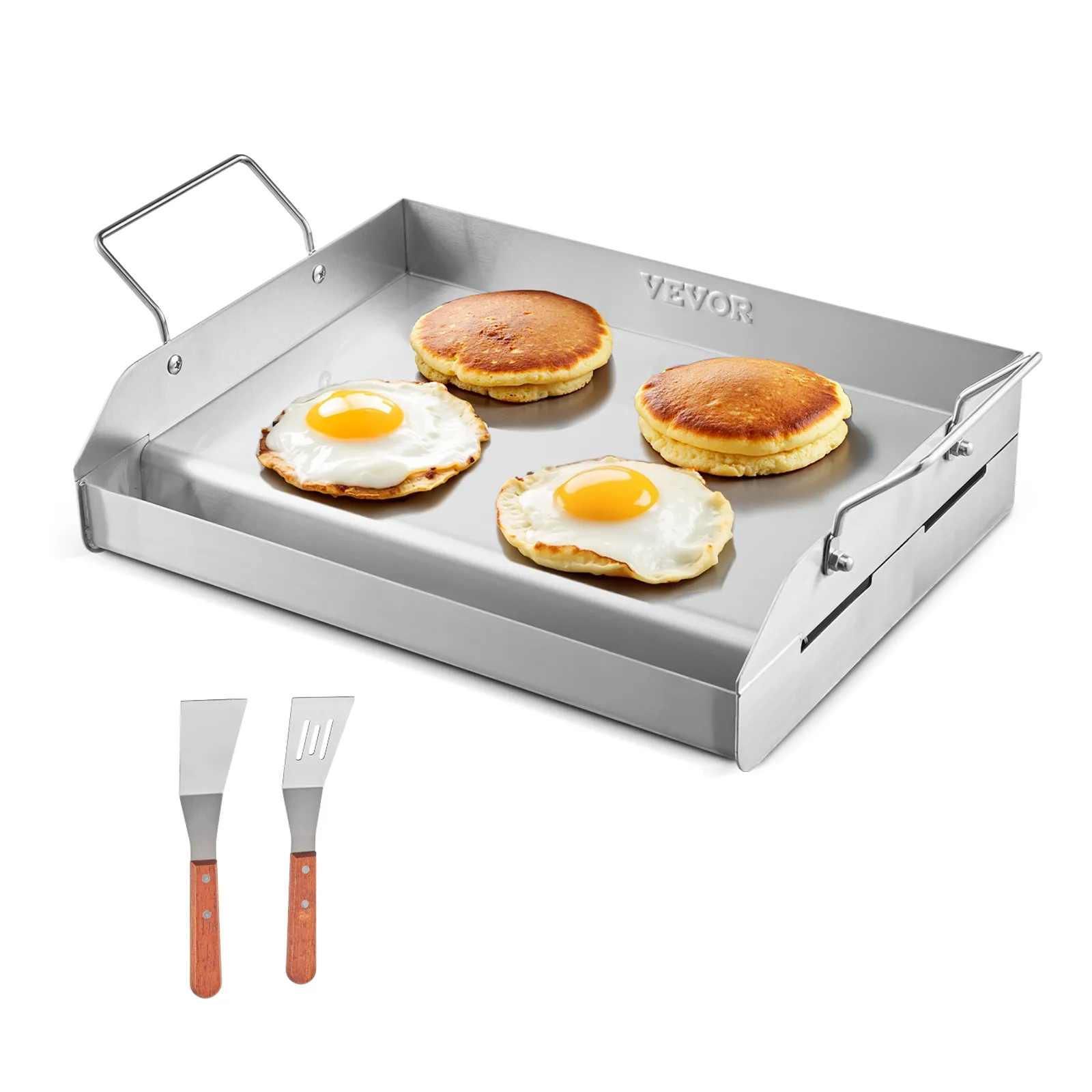 VEVOR Stainless Steel Flat Top Griddles Universal Rectangular Gas Grill ...