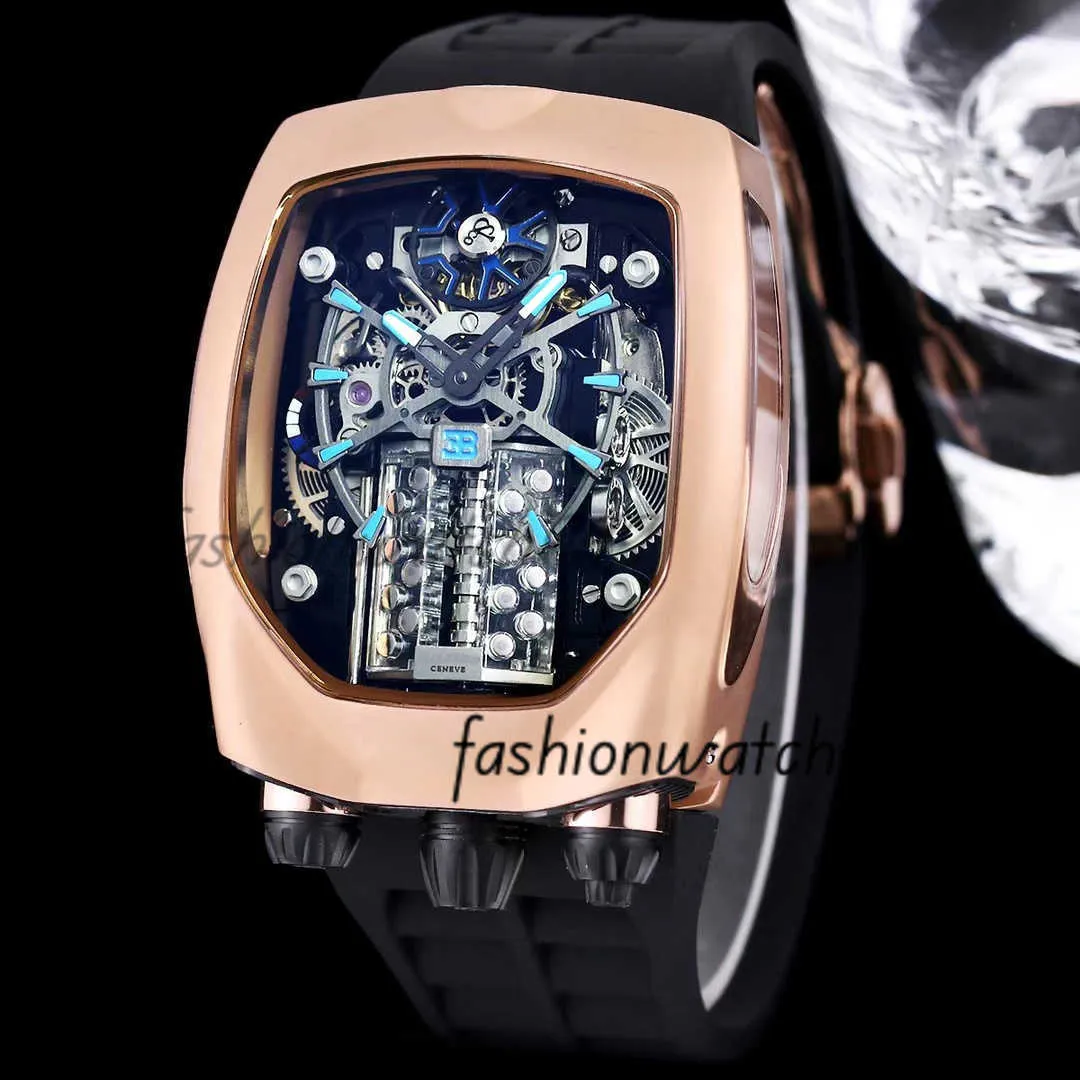 Bugatti Chiron Tourbillon Hypercar Inspired Men's Skeleton Watch With ...
