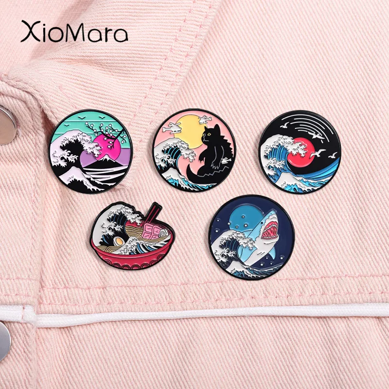 Art The Great Wave Of Kanagawa Enamel Pins Collection... From ...