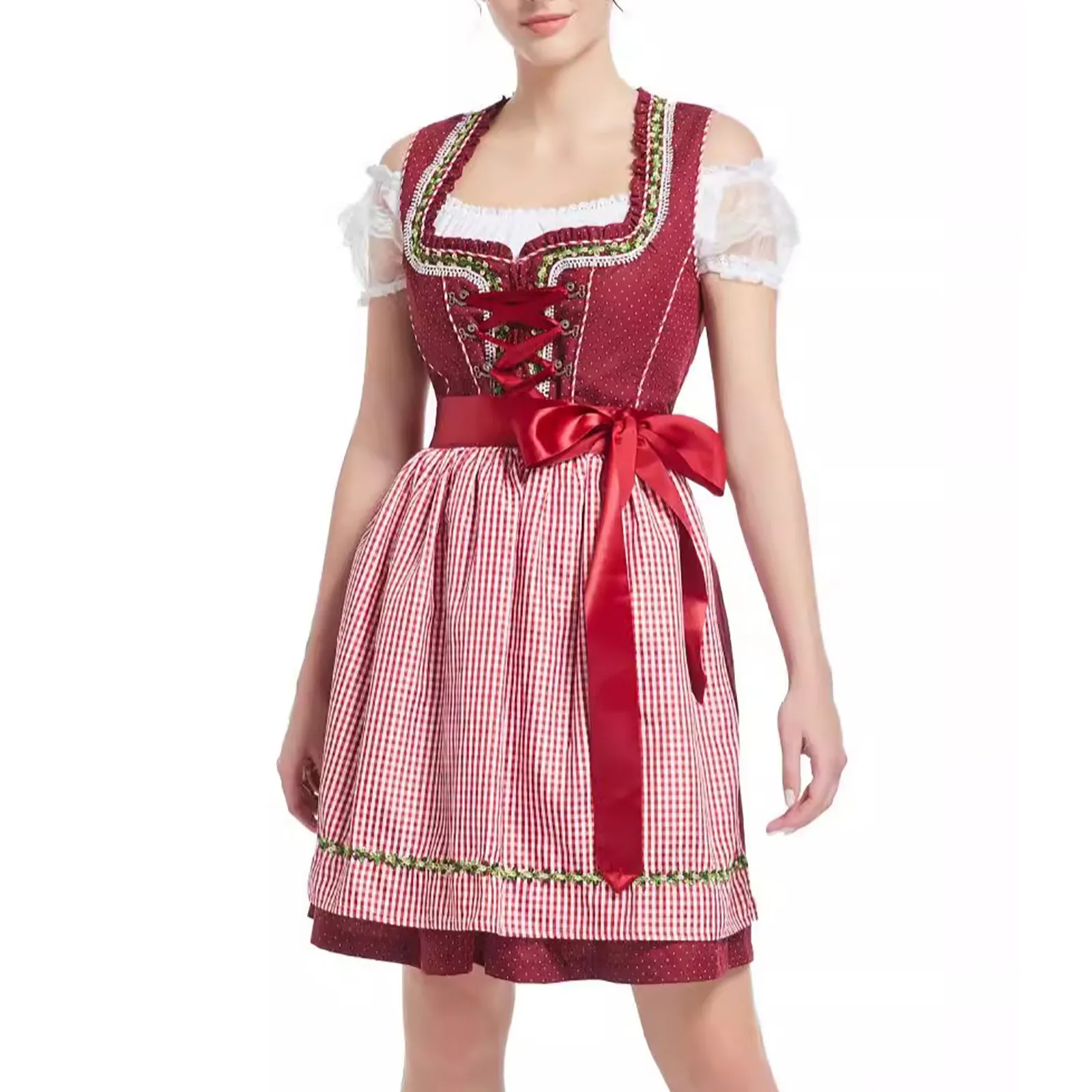 German Beer Girl Apron Outfit Maid Dress Beer Festival Cosplay Costume ...