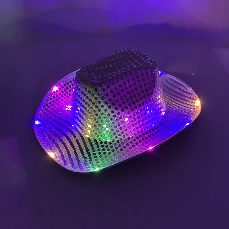 Blinky LED Light Cowboy Cowgirl Hat Flashing Cap Glowing Hat Carnival ...