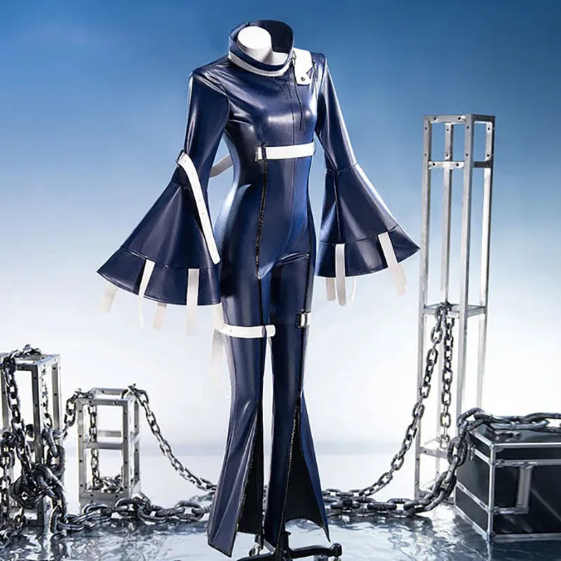 Anime Code Geass C.C. Cosplay Costumes Deep Blue Faux Leather Jumpsuit ...
