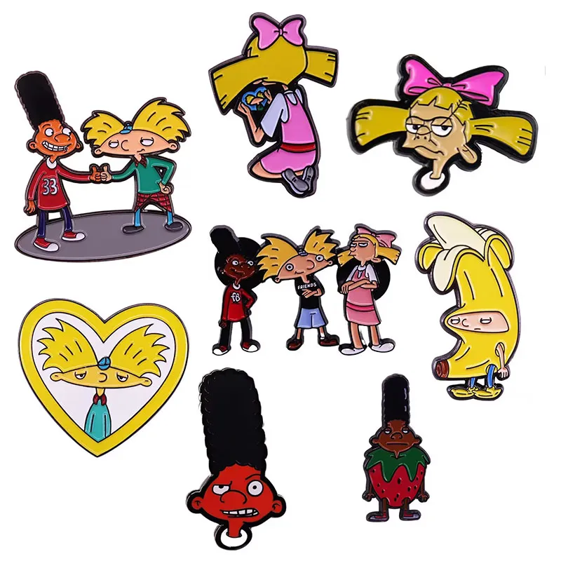 Cartoon Hey Arnold! Enamel Funny Lapel Pins 90s Cartoon Style For Women ...