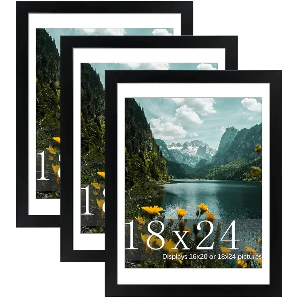 Good Home Furnishings 18x24 Black Wood Picture Frame 3 Pack for Posters ...