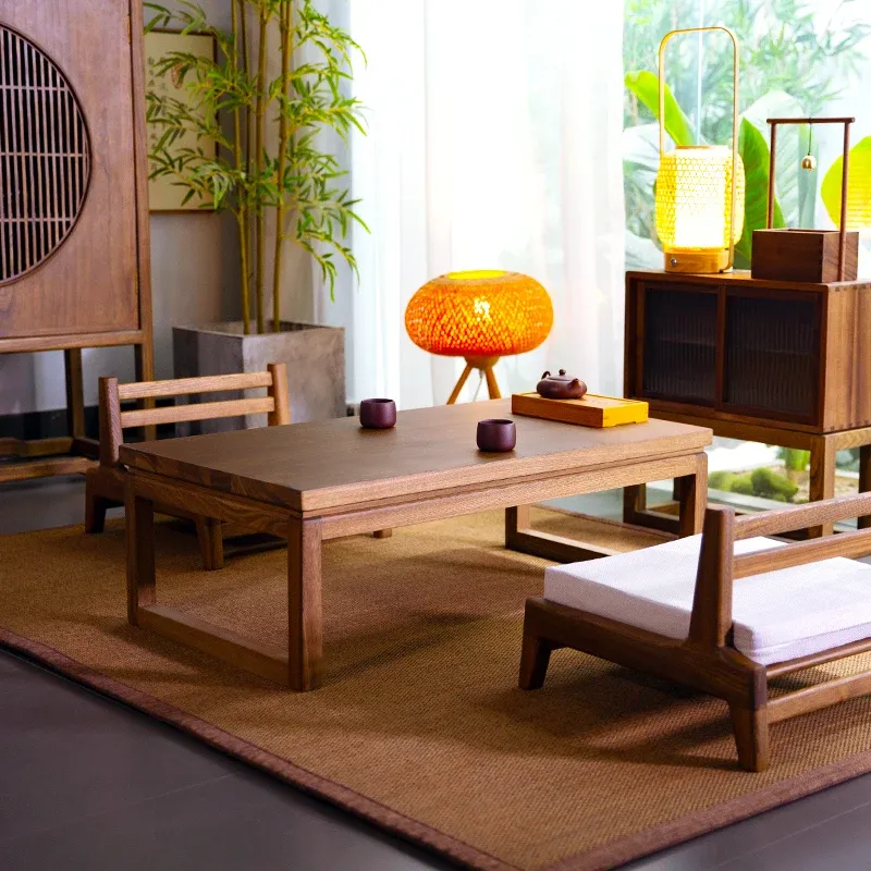 Japanese Style Minimalist Tatami Table Solid Wood Bay Windows Coffee ...