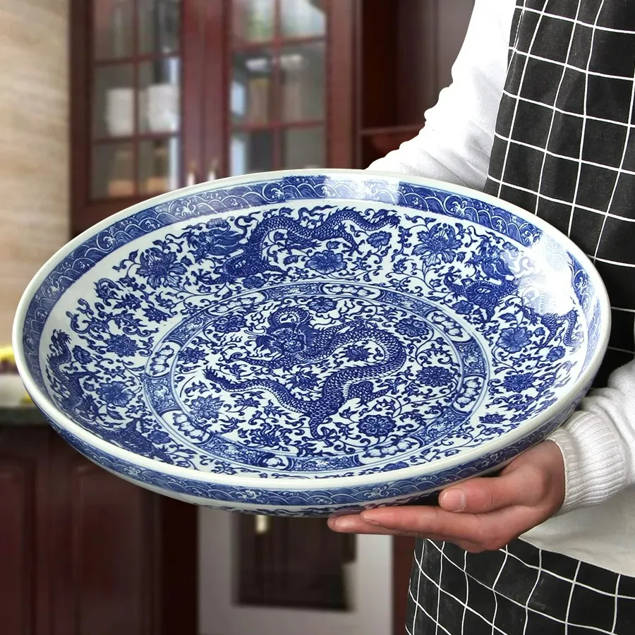 Ceramic Dragon Pattern Super Large Plate Chicken Chop... From ...