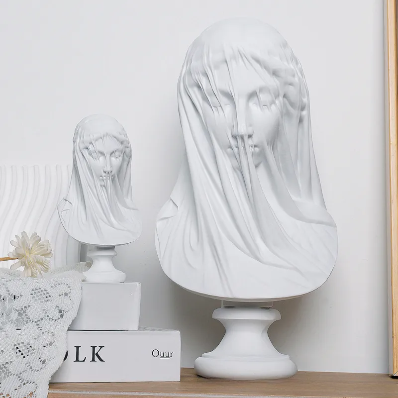 Veiled Lady Bust Greek Goddess Statue Sculpture Resin Crafts Home Decor ...