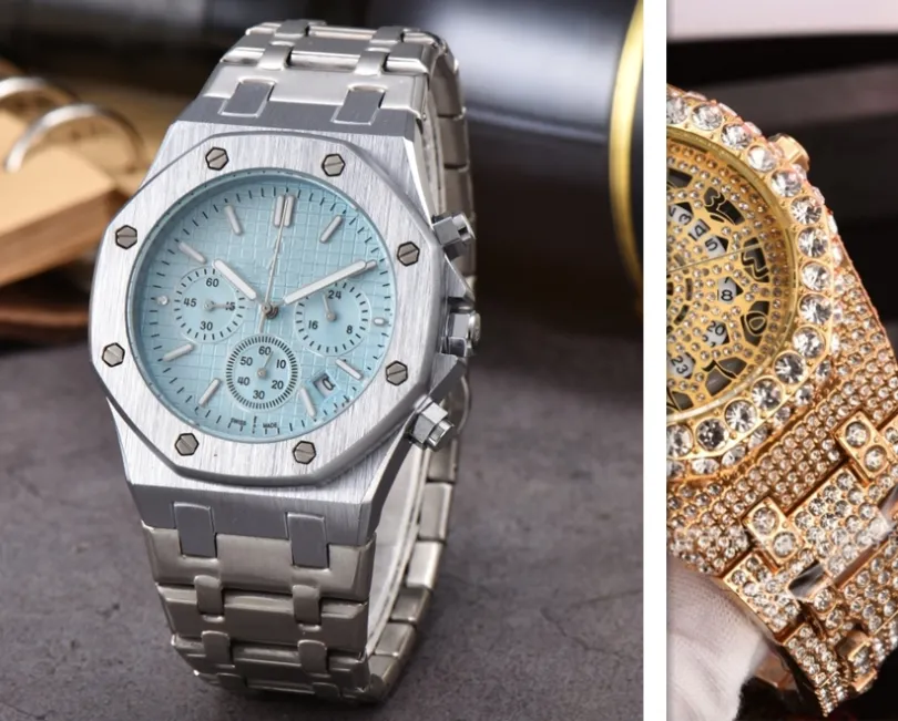 Luxury Men's Quartz Stop Watch With Color Dial, Calendar, Bracelet, And ...