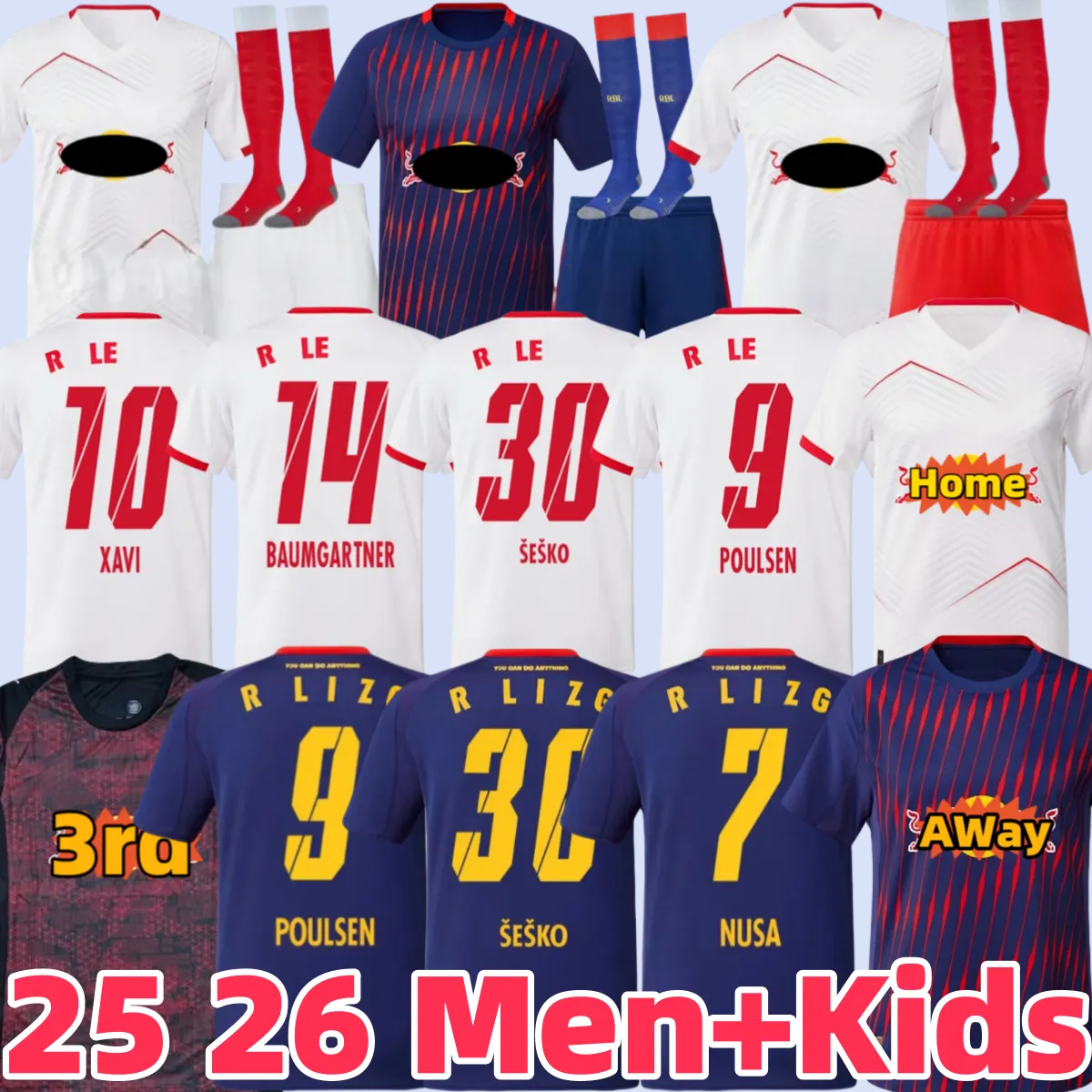 XXL RBL Leipzig 2025 Soccer Jersey Set Men & Kids Kits With Socks Third ...