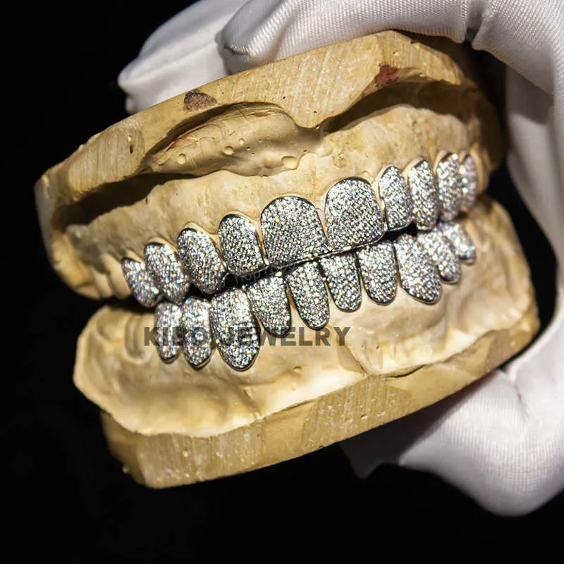 Customizable Iced Out Grillz: 925 Sterling Silver Hip Hop Teeth Grillz ...