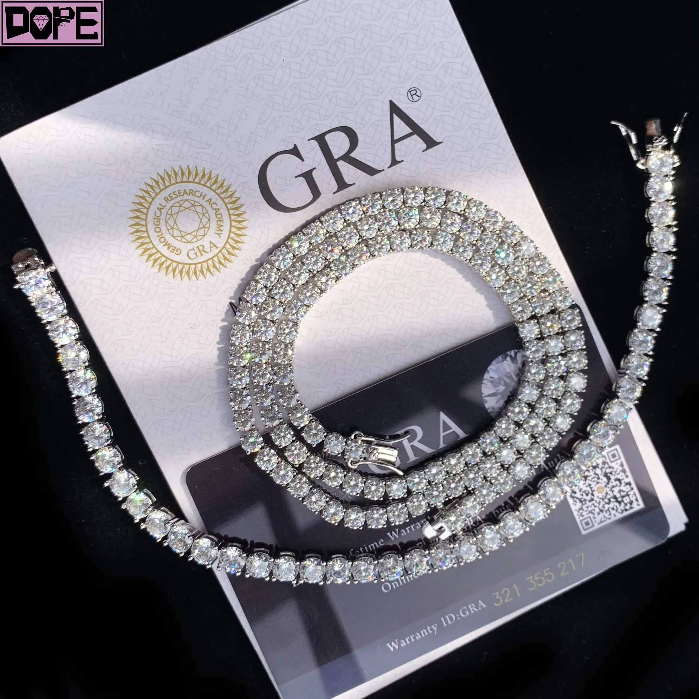 Factory Direct 925 Silver Tennis Chain Necklace with 3mm 4mm VVS ...