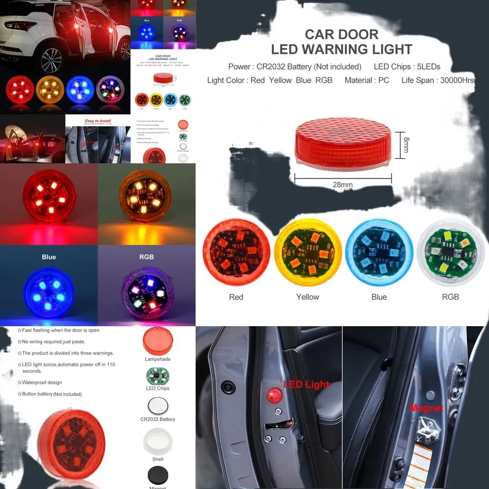 Wireless Car Door Warning Lights: Magnetic LED Strobe Lamps For ...