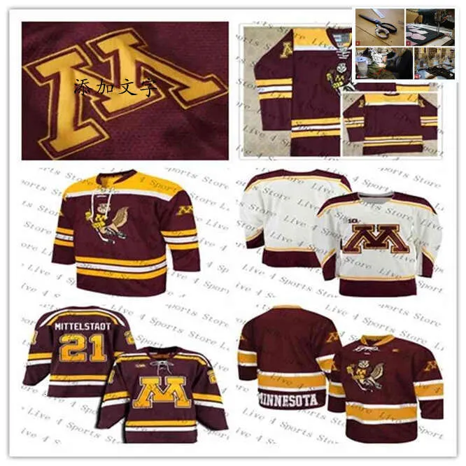 Custom Men Gophers Hockey Jersey PHIL KESSEL BLAKE WHEELER Ben Meyers ...