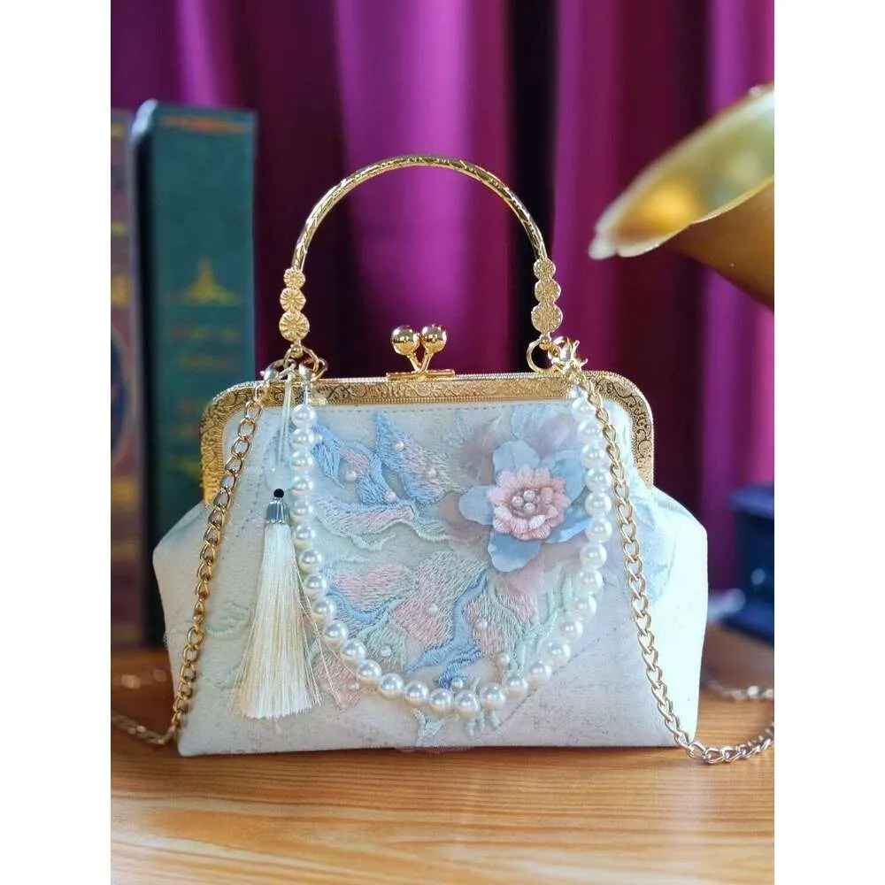 Traditional Hanfu Handbag Floral Lace Mesh Womens Bag For Cheongsam ...
