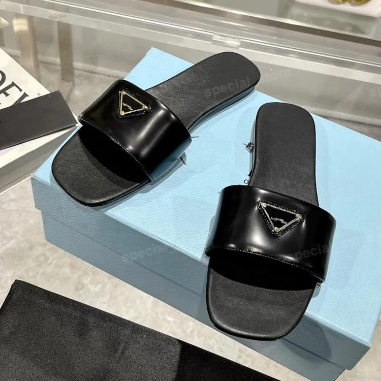 Designer Sliders Women's Sandals Luxury Letter Leather Flats Shoes ...