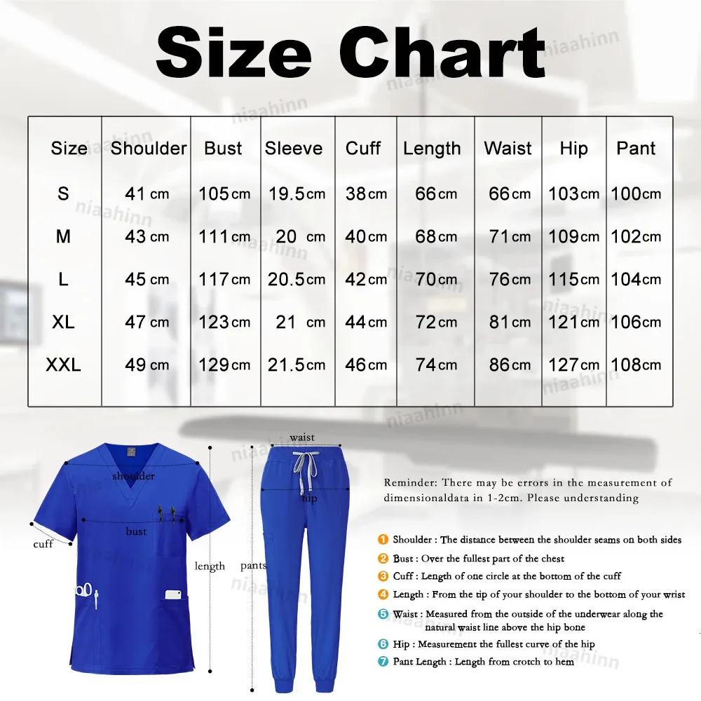 Niaahinn Gender Neutral Nursing Scrubs Uniform Set V-neck Tops and ...