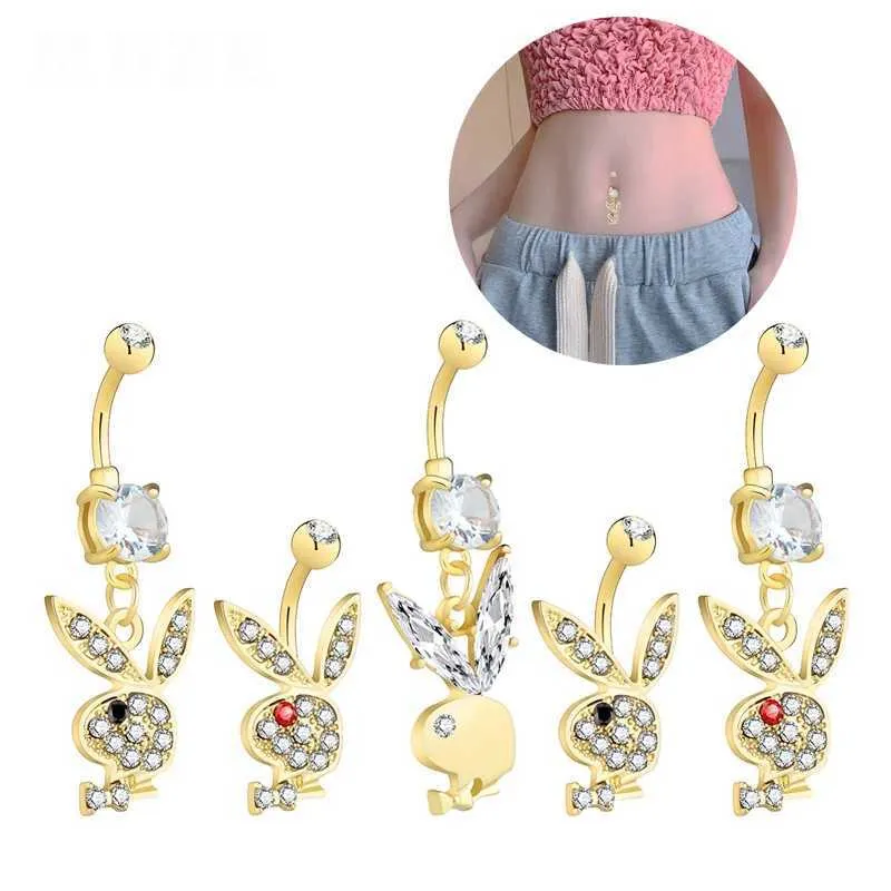 Cartoon Rabbit Belly Button Rings: Cute Korean Style Navel Piercing ...