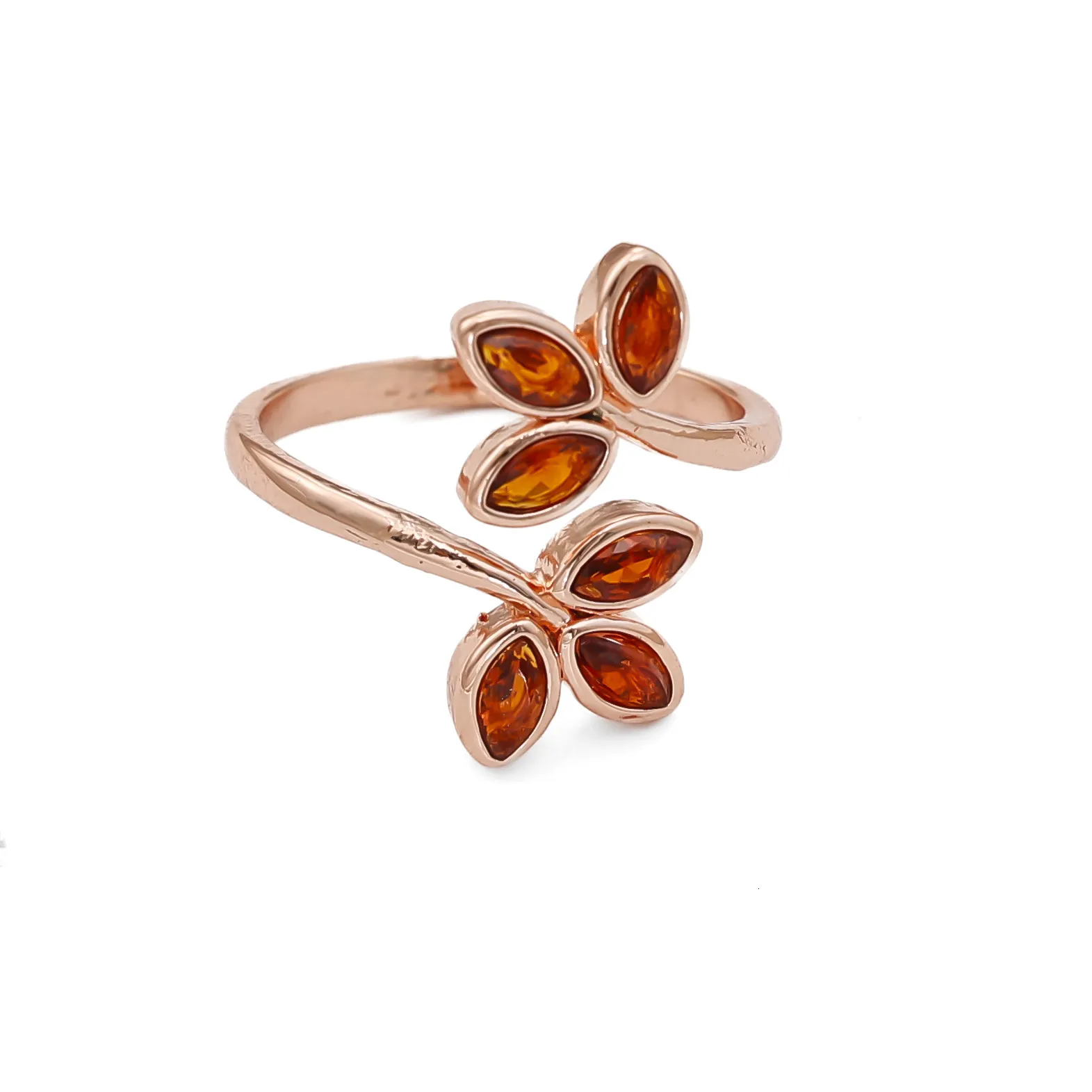 Champagne Color Silver-Plated Alloy Ring with Green Stone and Heart ...