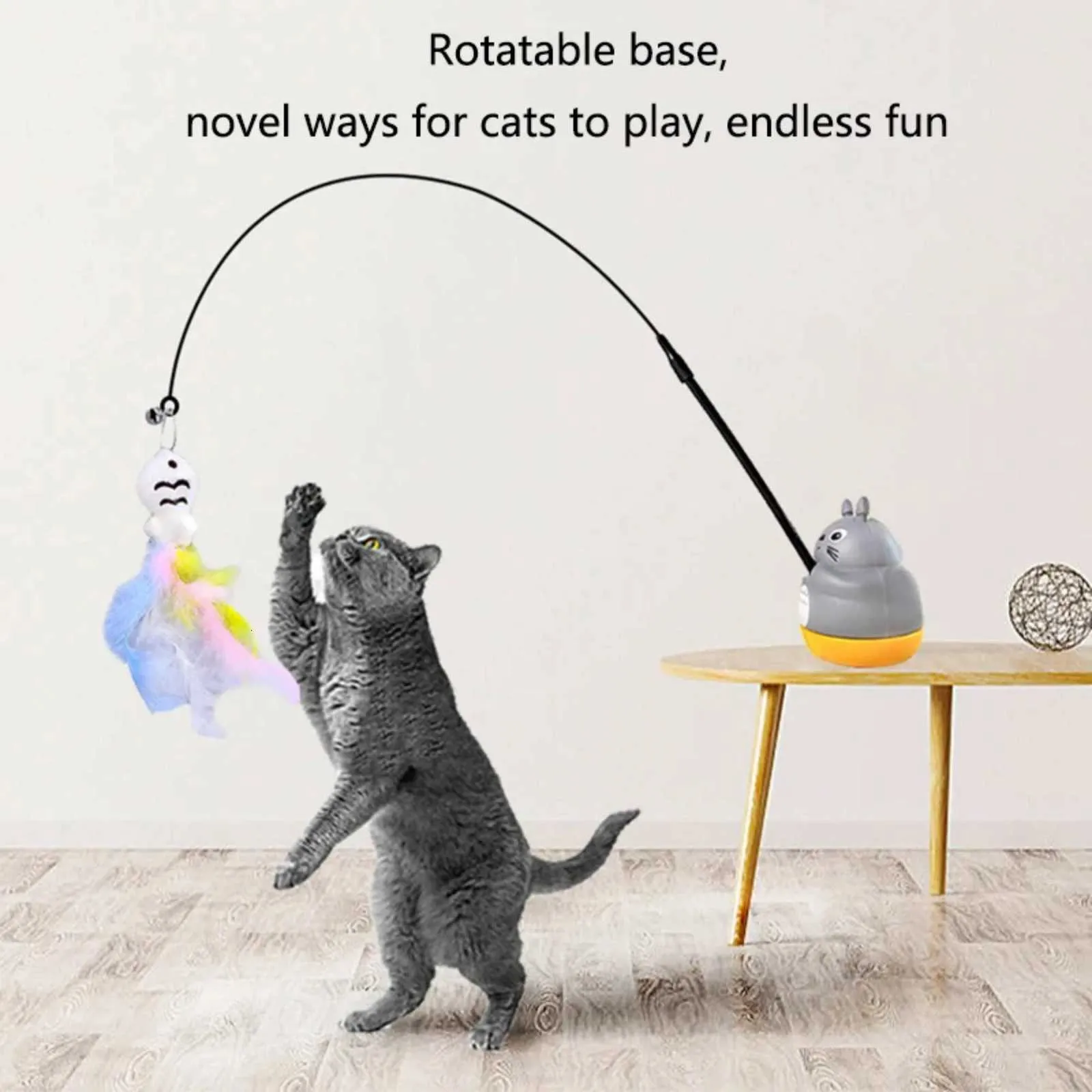 New Cat Toy: Funny Cat Stick with Steel Wire, Long Pole, Feather, Cute ...