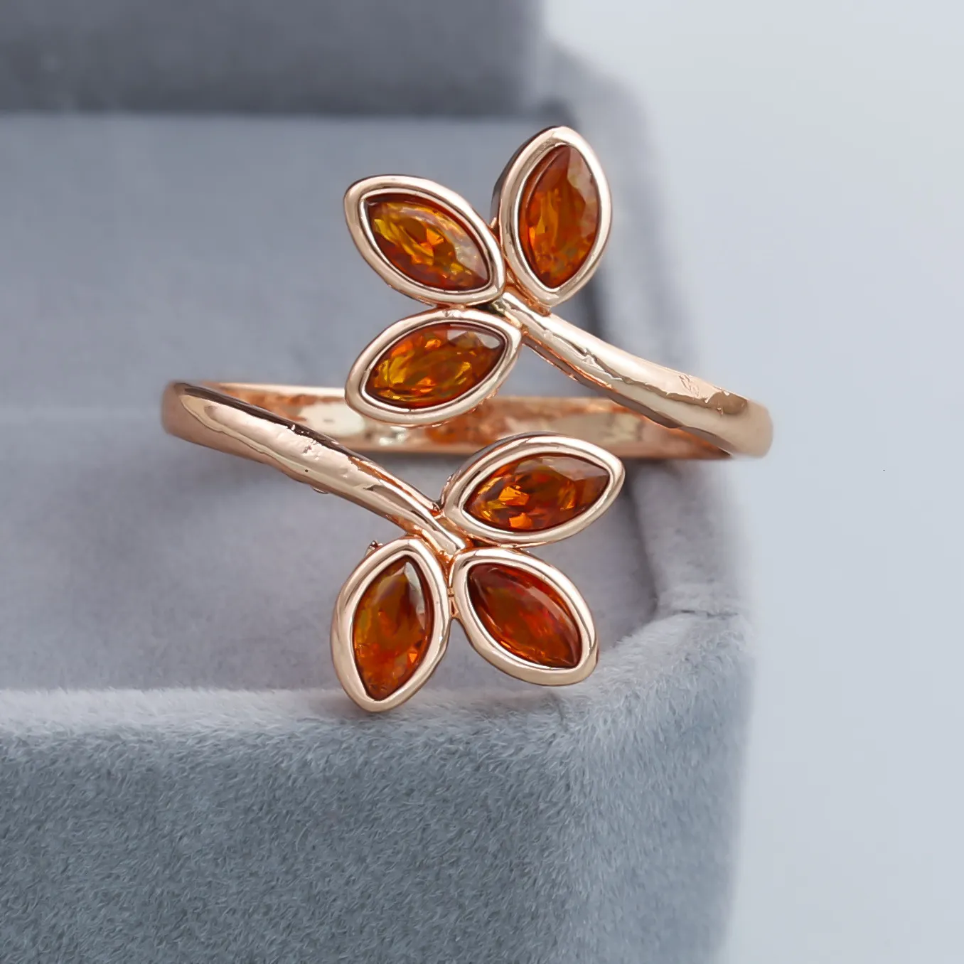 Champagne Color Silver-Plated Alloy Ring with Green Stone and Heart ...