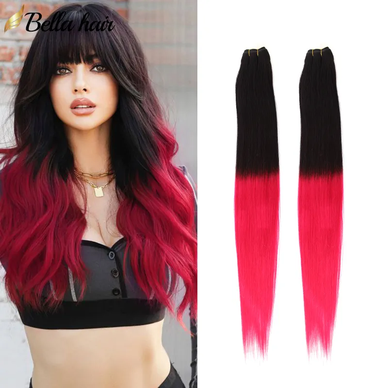 Bella Hair Color 1B/Red Bundles Ombre Straight Human... From Bellahair ...