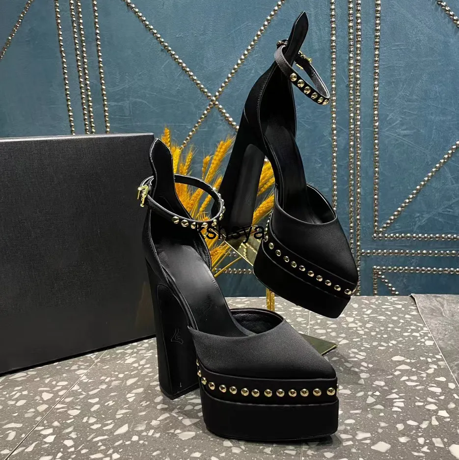 Bulk Platform Block High Heels | Patent Leather Chunky Heel Sandals ...