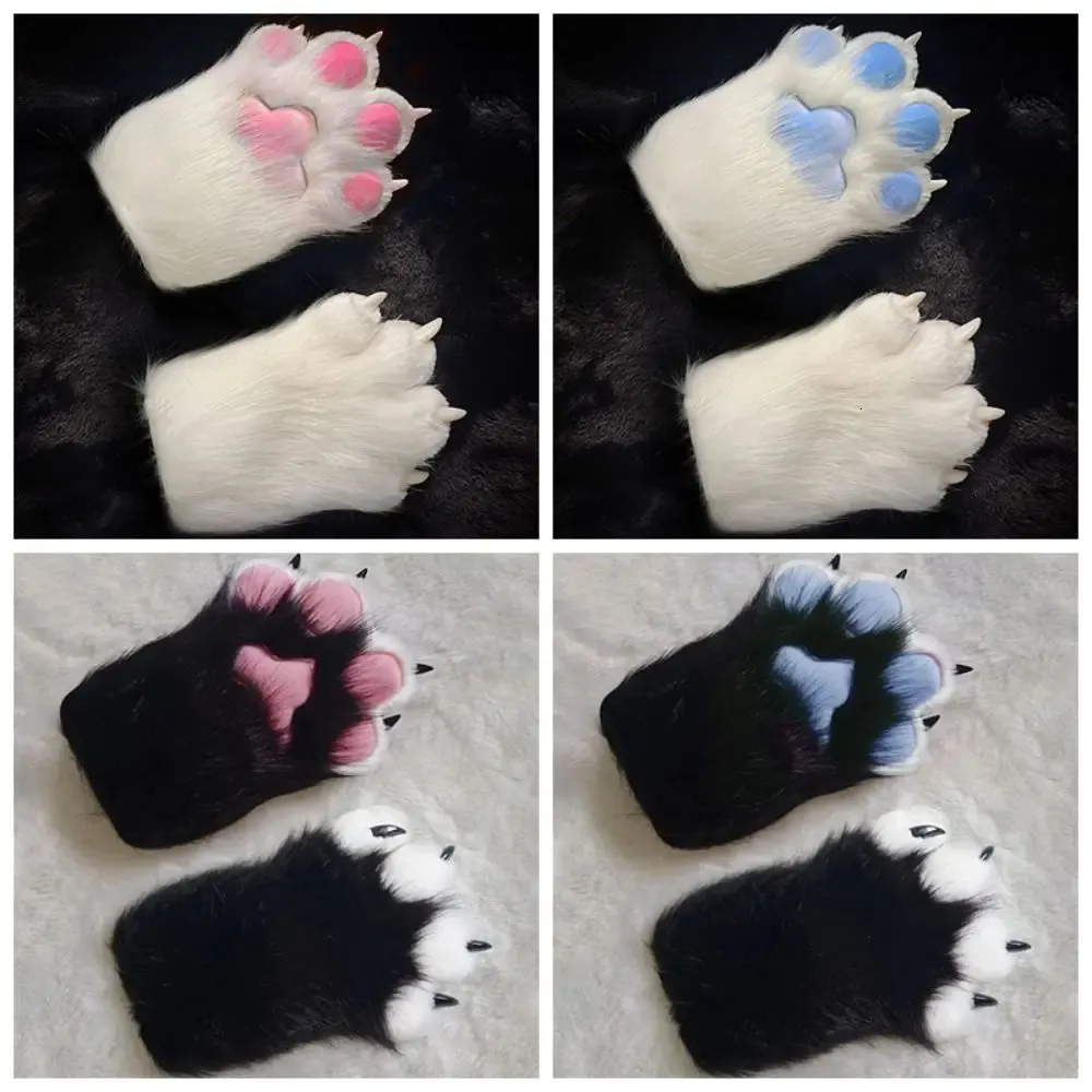 Cute Cartoon Cat Claw Cosplay Gloves Furry Thicken Squeaky Mittens For ...