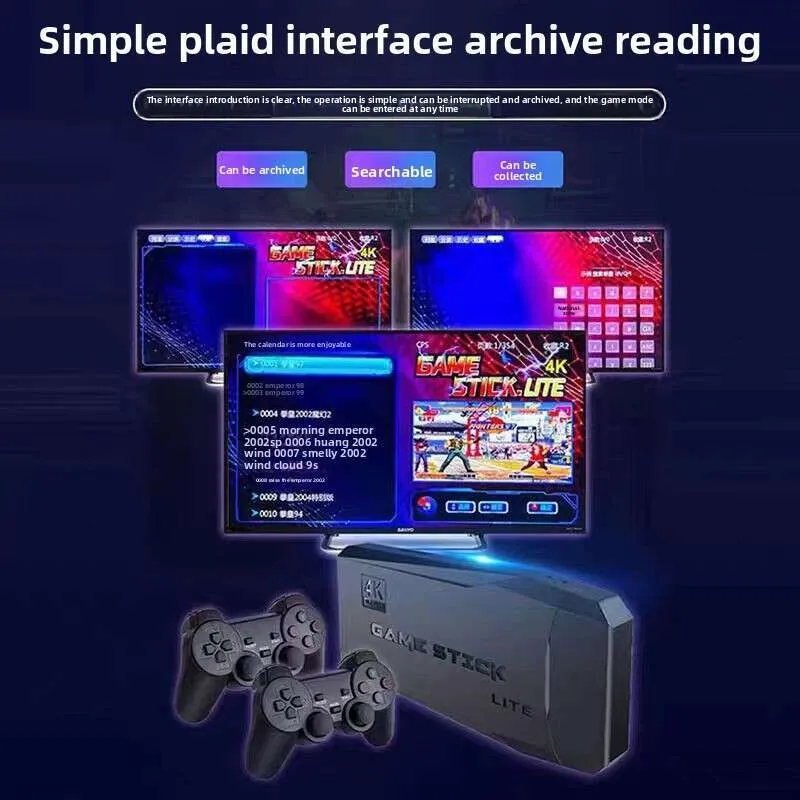 M8 Home Dual Wireless Controller Retro Arcade HD 4K Screen Game Console ...