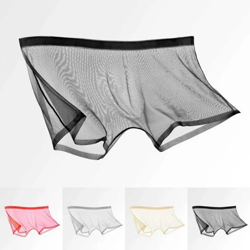 X2507181 Mens Ice Silk Transparent Boxers Low Waist Sexy Underwear ...