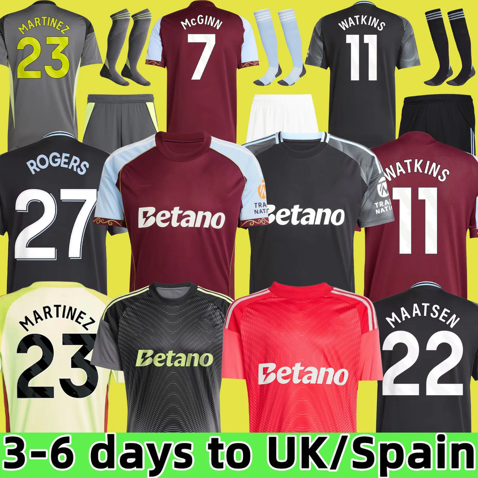 Retro Soccer Jerseys Aston Villa 2024 Third Kit Men & Kids J. Duran ...