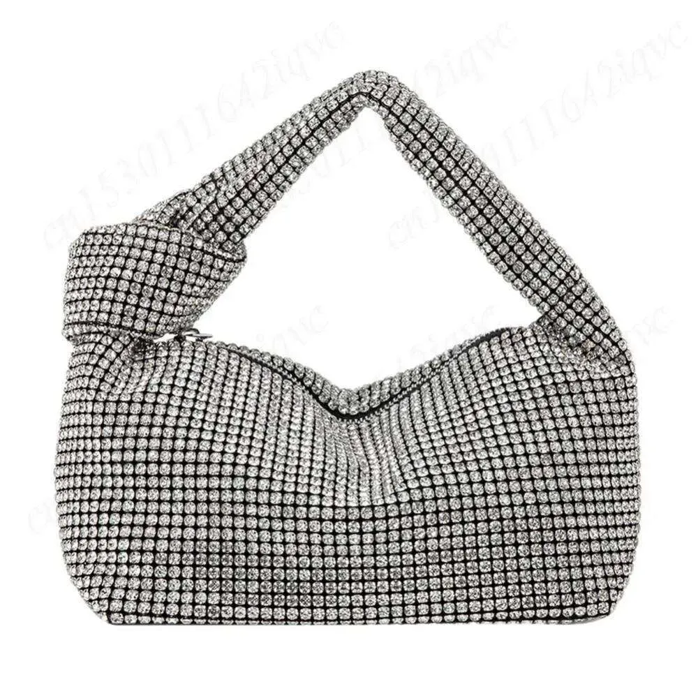 Rhinestone Clutch Bag Small Soft Polyester Tote with Zipper Closure and ...