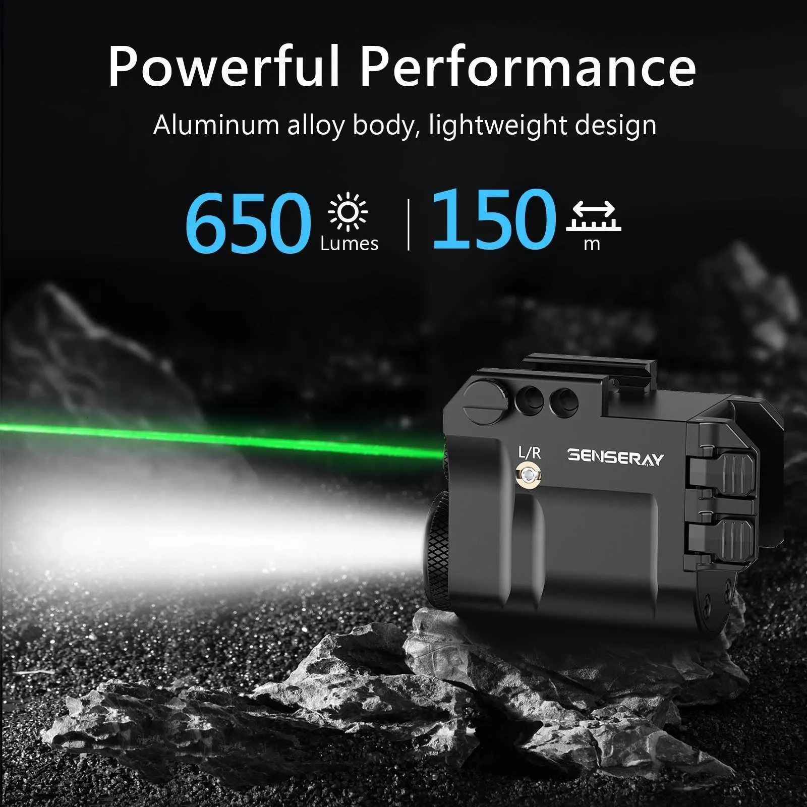 Pistol Light Green Laser Beam Combo Rechargeable Gun Light Strobe ...