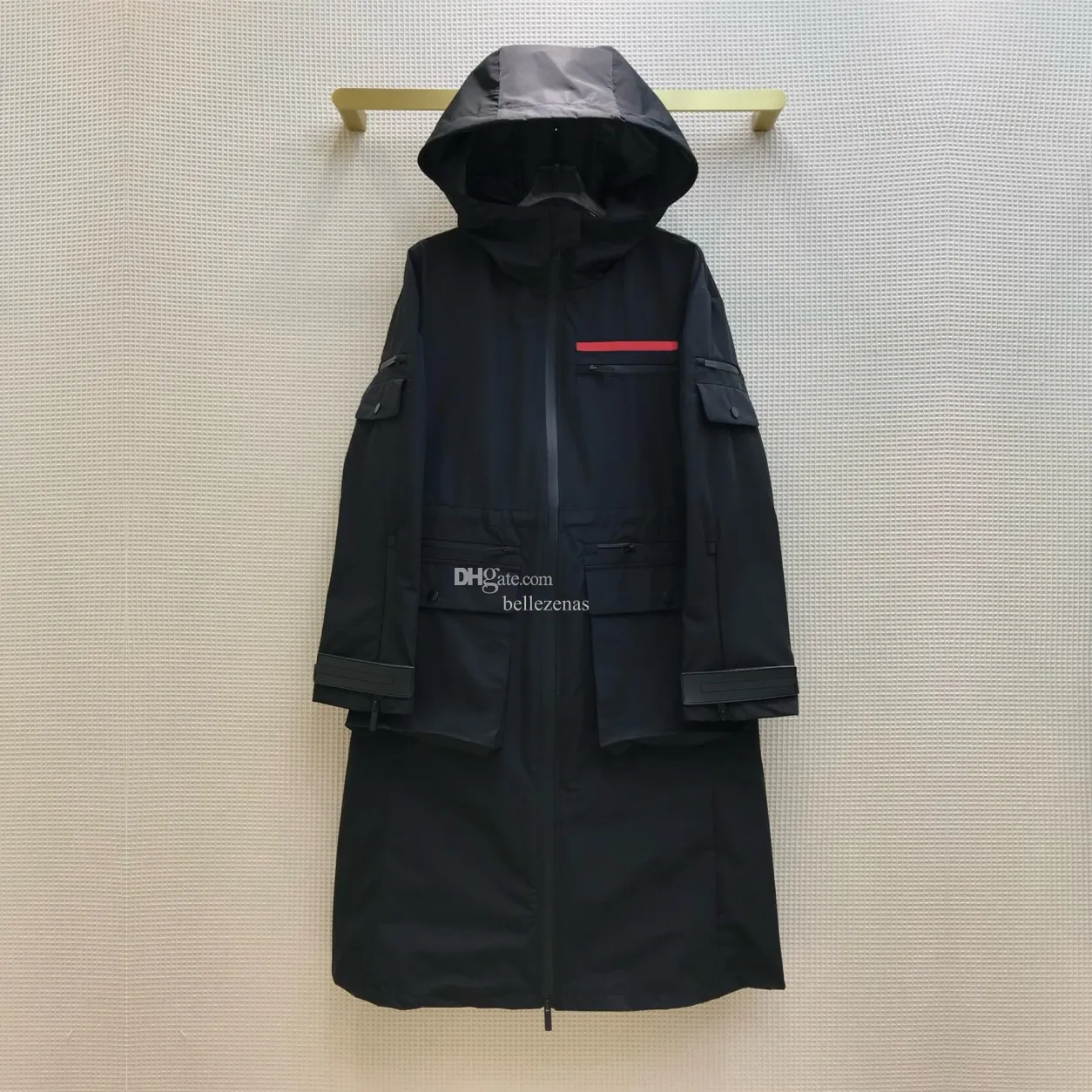 Designer Womens Trench Coat Embroidered Logo Windbreaker Jacket Casual ...
