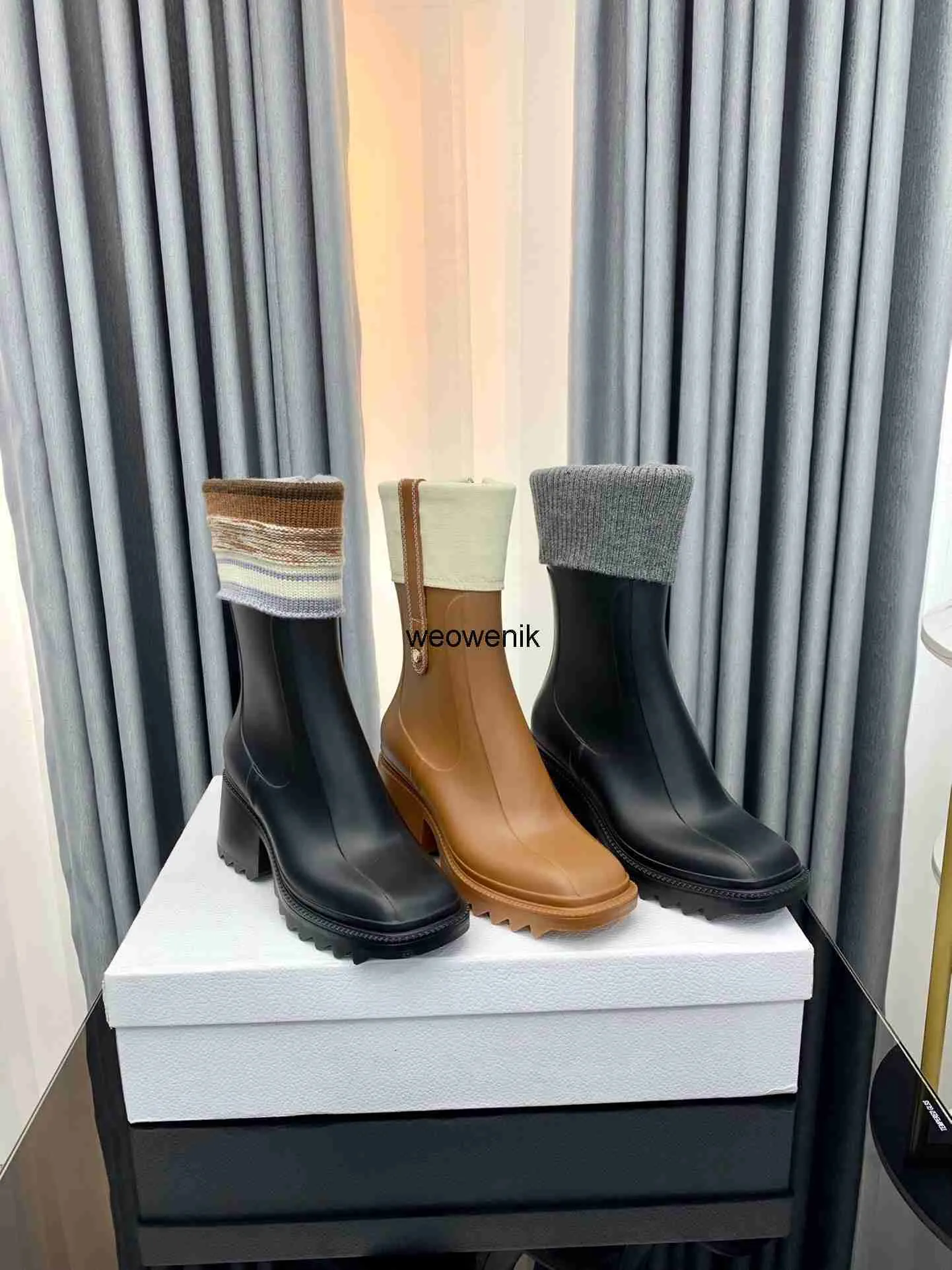 Designer Luxury Betty Ankle Wellies Wellington Boots with Sheepskin Fur ...