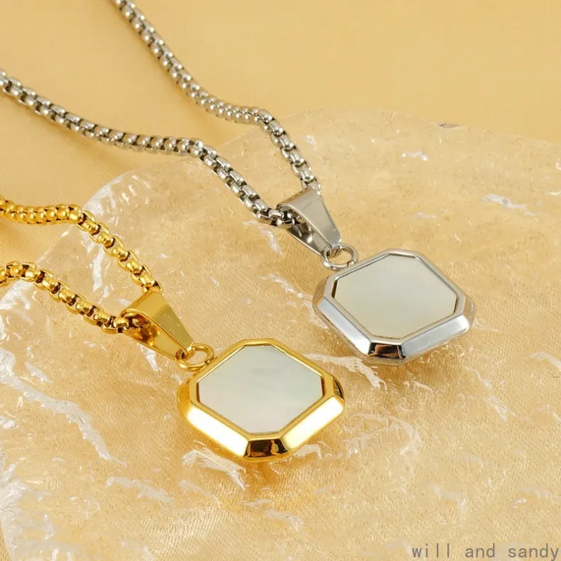 Elegant 18K Gold Square Pendant Necklace With Natural Turquoise ...