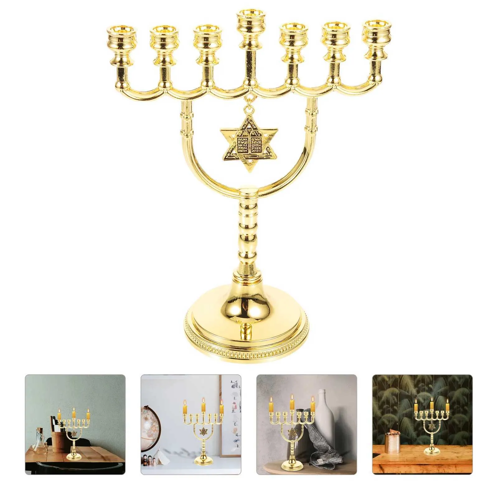 Seven Headed Gold Menorah Metal Hanukkah... From Thousand_alley_end ...