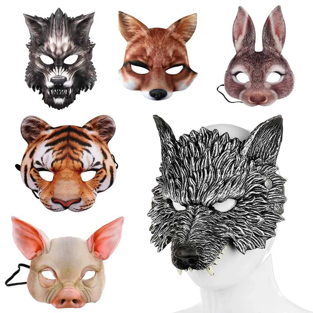 Animal Mask 3D Resin Half Face Mask Halloween Carnival Cosplay Costume ...