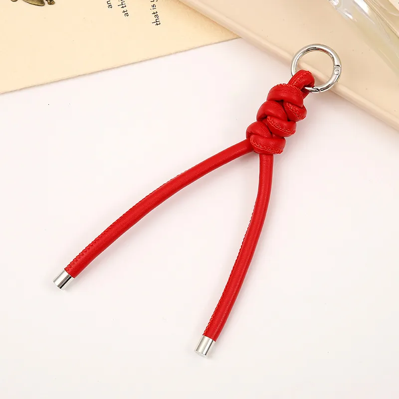 New Handmade Woven Triangle Key Ring with PU Leather Rope Keychain ...