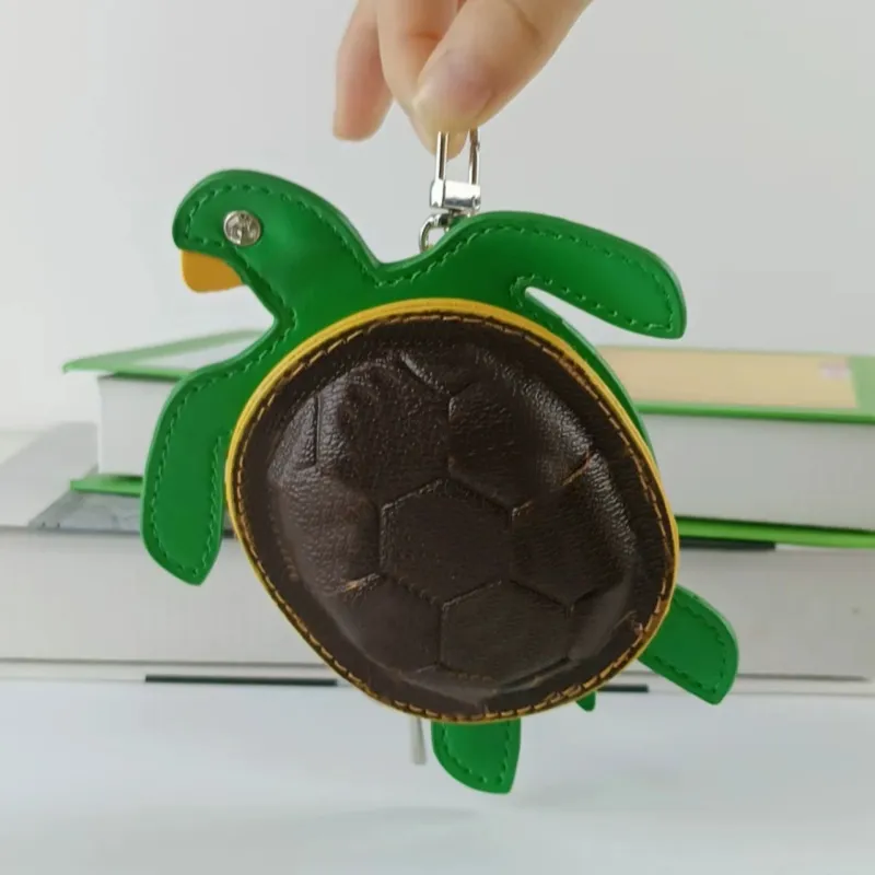 Simple Designer Keychain Leather Key Ring Bag Charm Turtle Pouch Small ...