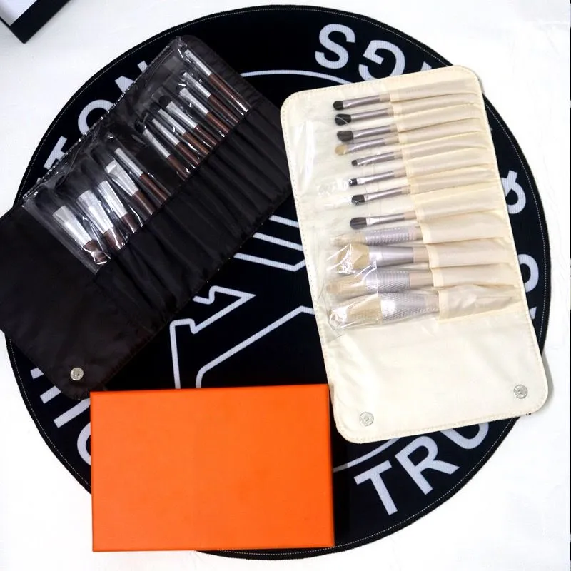 Luxury Designer Black & White Makeup Brushes Set 12-Piece Kit With ...