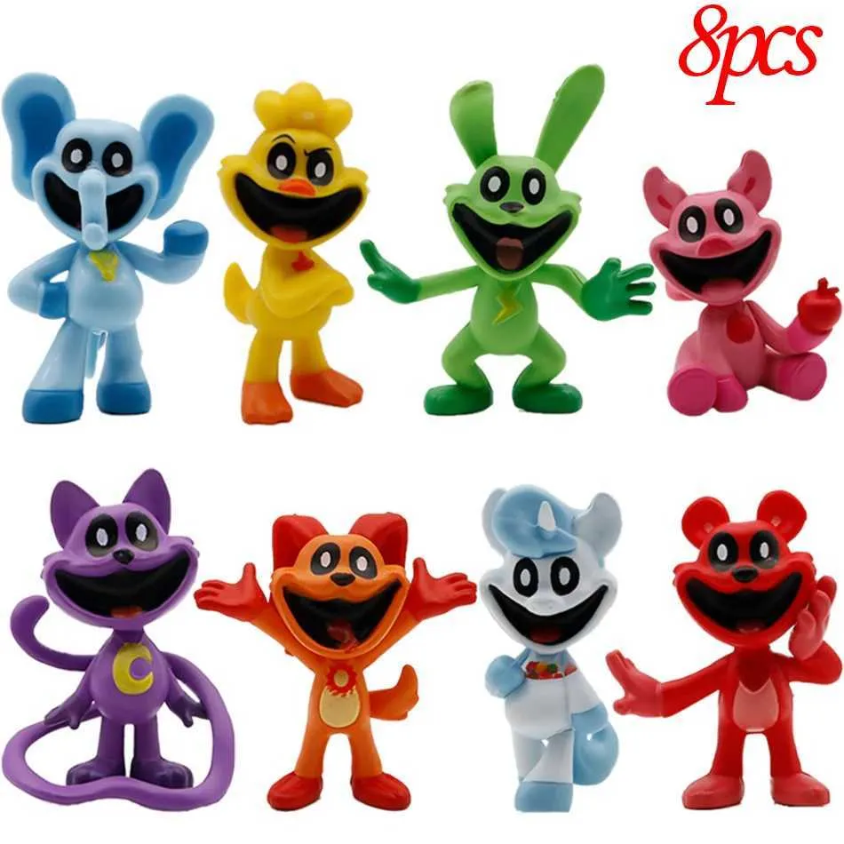 Smiling Critters Figures Set, Kawaii Anime Catnap Doll Model Toys ...