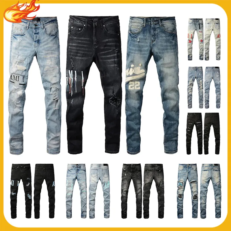 Mens designer jeans with elastic waist, acetate microfiber twill ...