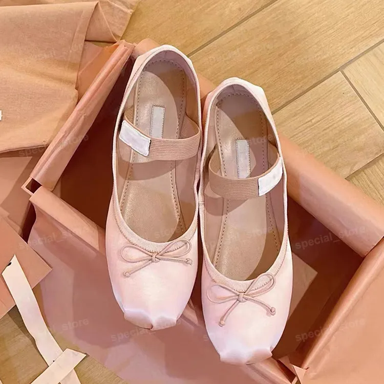 Designer Ballet Flats: Professional Dance Satin Ballerinas with Bowknot ...