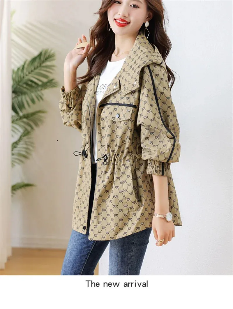 Spring Autumn Korean High-Grade Casual Hooded Windbreaker for Women ...