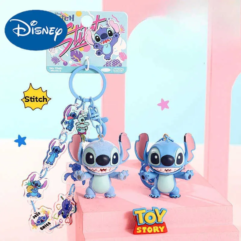 Disney Stitch Flocked Stitch Keychain Soft And Cute Cartoon Anime ...