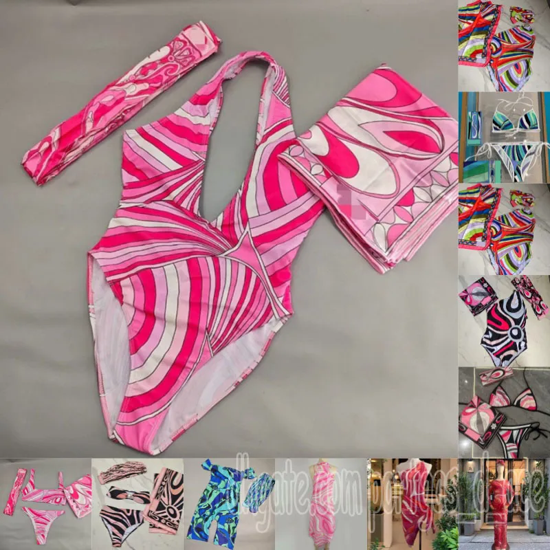 Colorful Women Bikini Swimwear Headband Sarong Designer Sexy Hollow ...